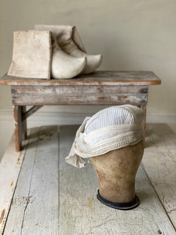 French antique Edwardian Coiffe Grisette Grand Bonnet… - Gem