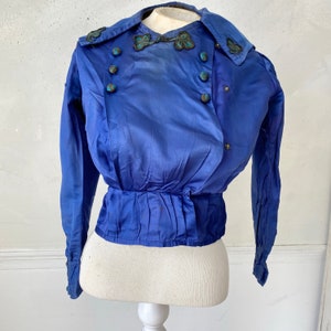 Antique Victorian French Bodice Shirt Satin Blue Victorian Appliqué ...