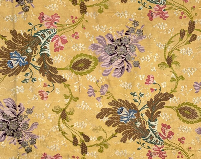 French Silk Brocade 18th Century Metallic Colorful Dress Fabric ...