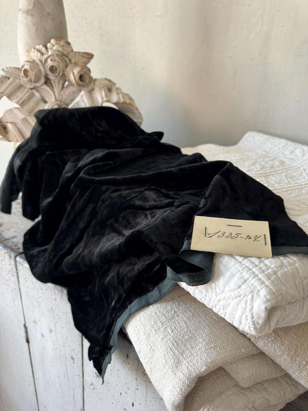 36x19 French Gauze Velvet Sample 19th Mantelier & Gouy Lyon Sheer ...