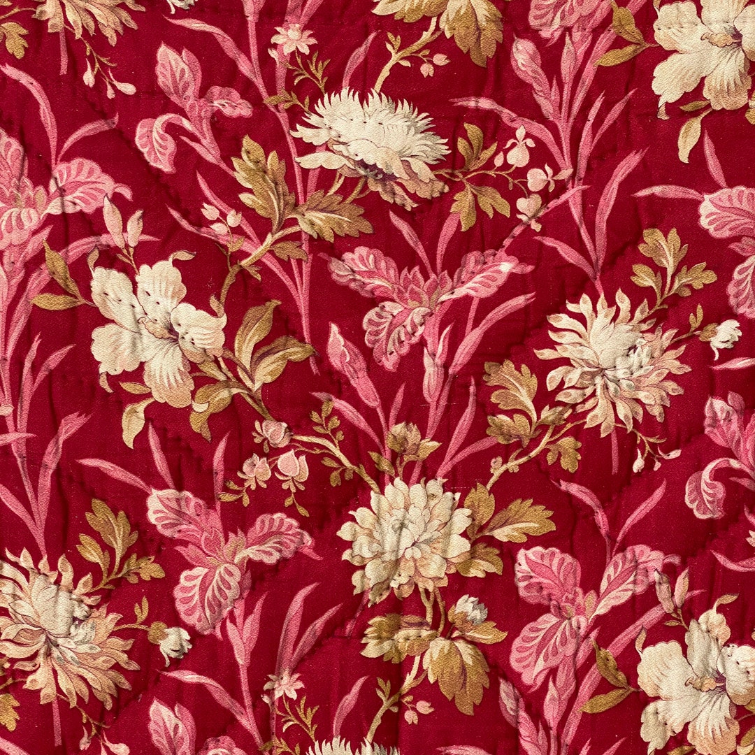 LARGE 84X92 1890 French Red Quilt Whole Cloth Textile From France ...