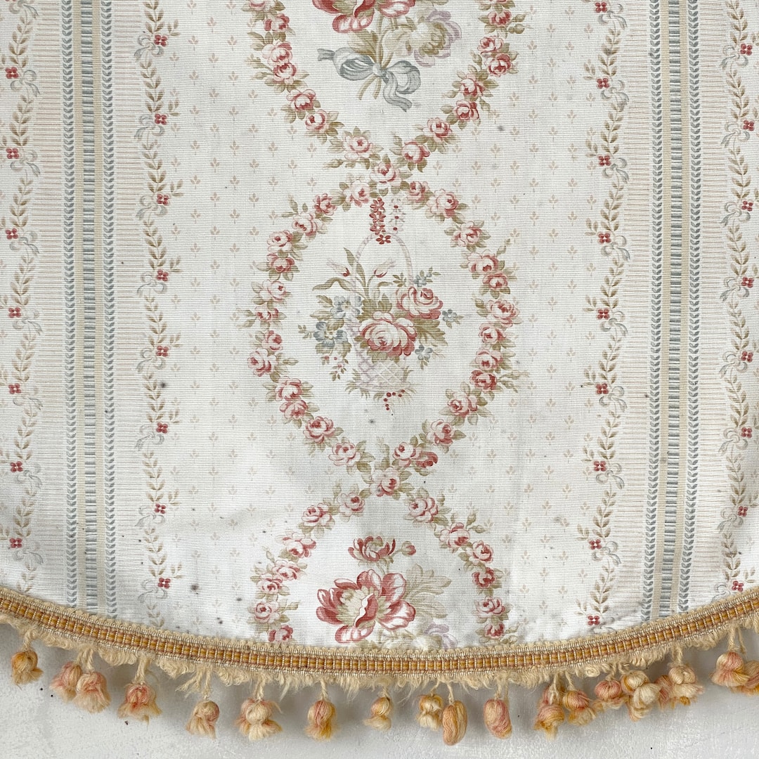 Festoon With Trim Faded Floral Antique French Fabric Floral and Stripe ...