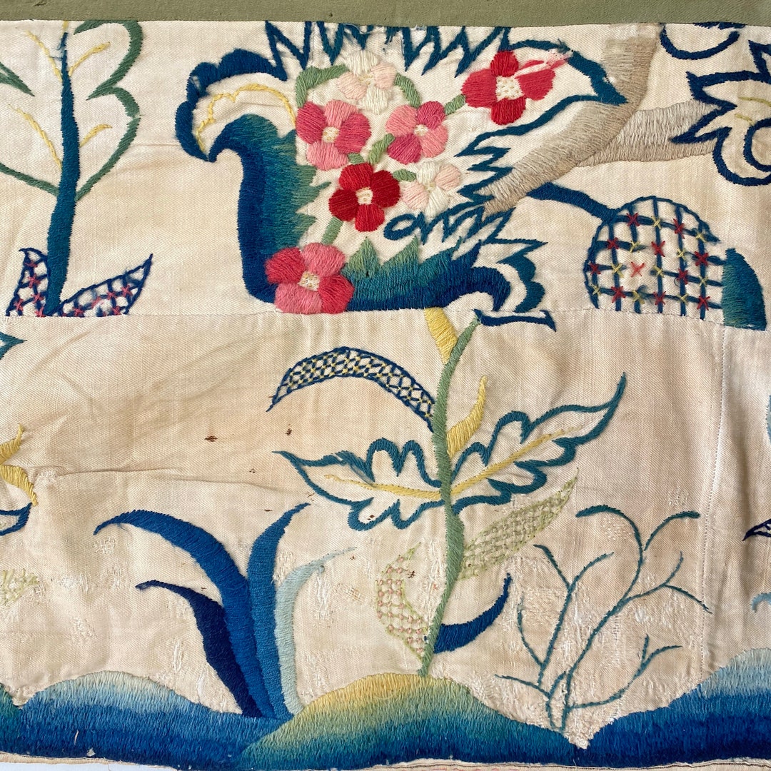 English Crewelwork Antique 18th Century 17th ? Embroidery Embroidered ...