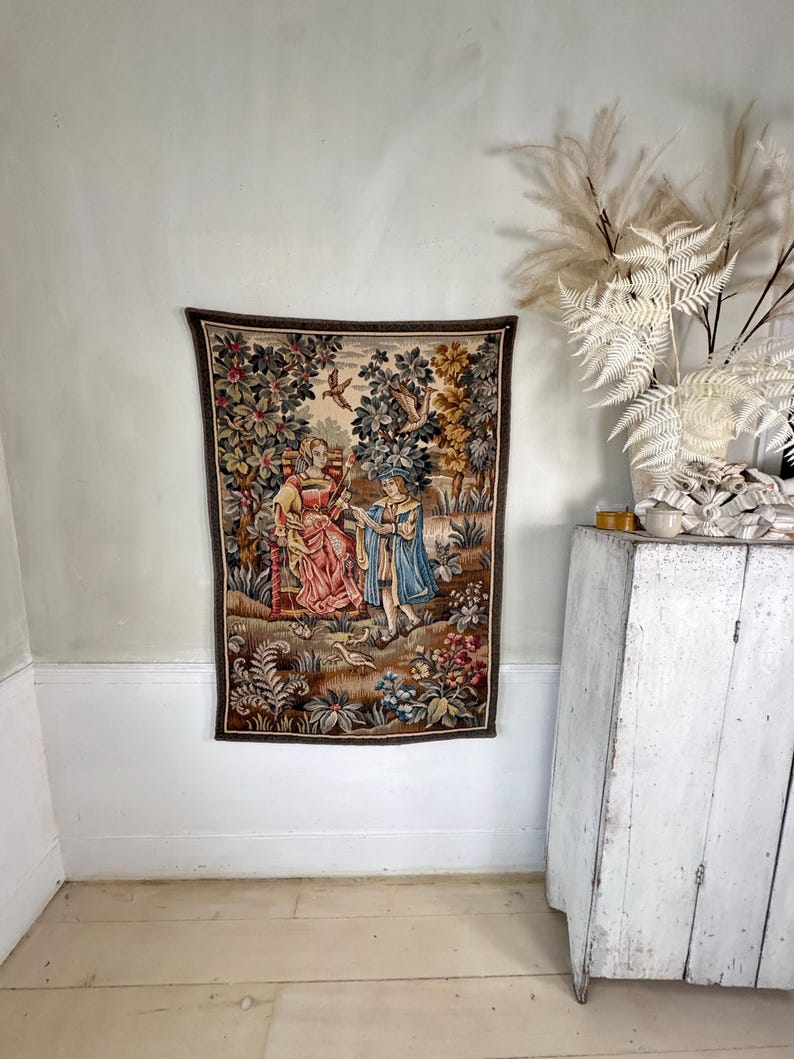 49x34 Vintage French Mural Tapestry Wall Hanging Art Country Farmhouse ...