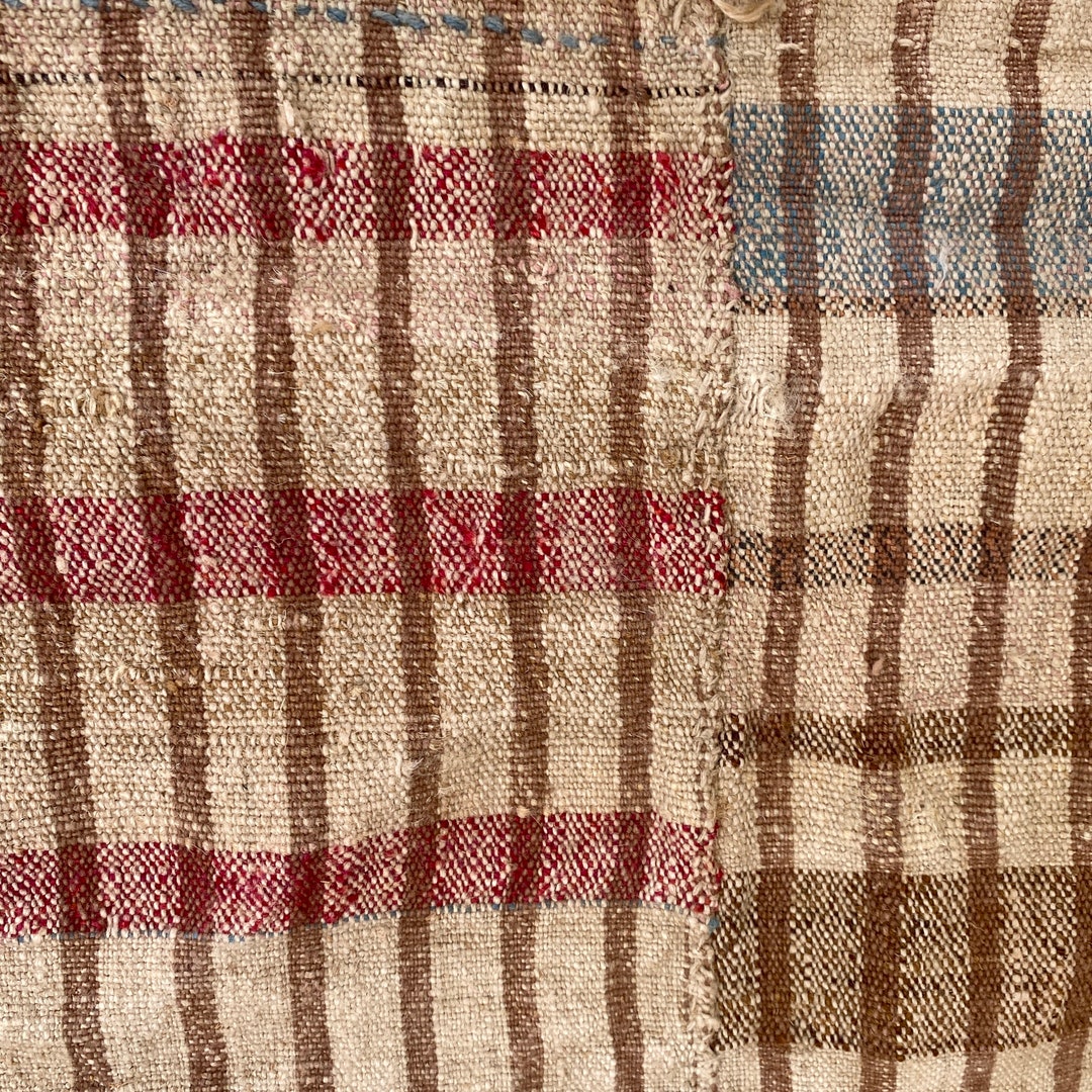 Farmhouse Rustic Textile Antique Hand Woven Linen French Country ...