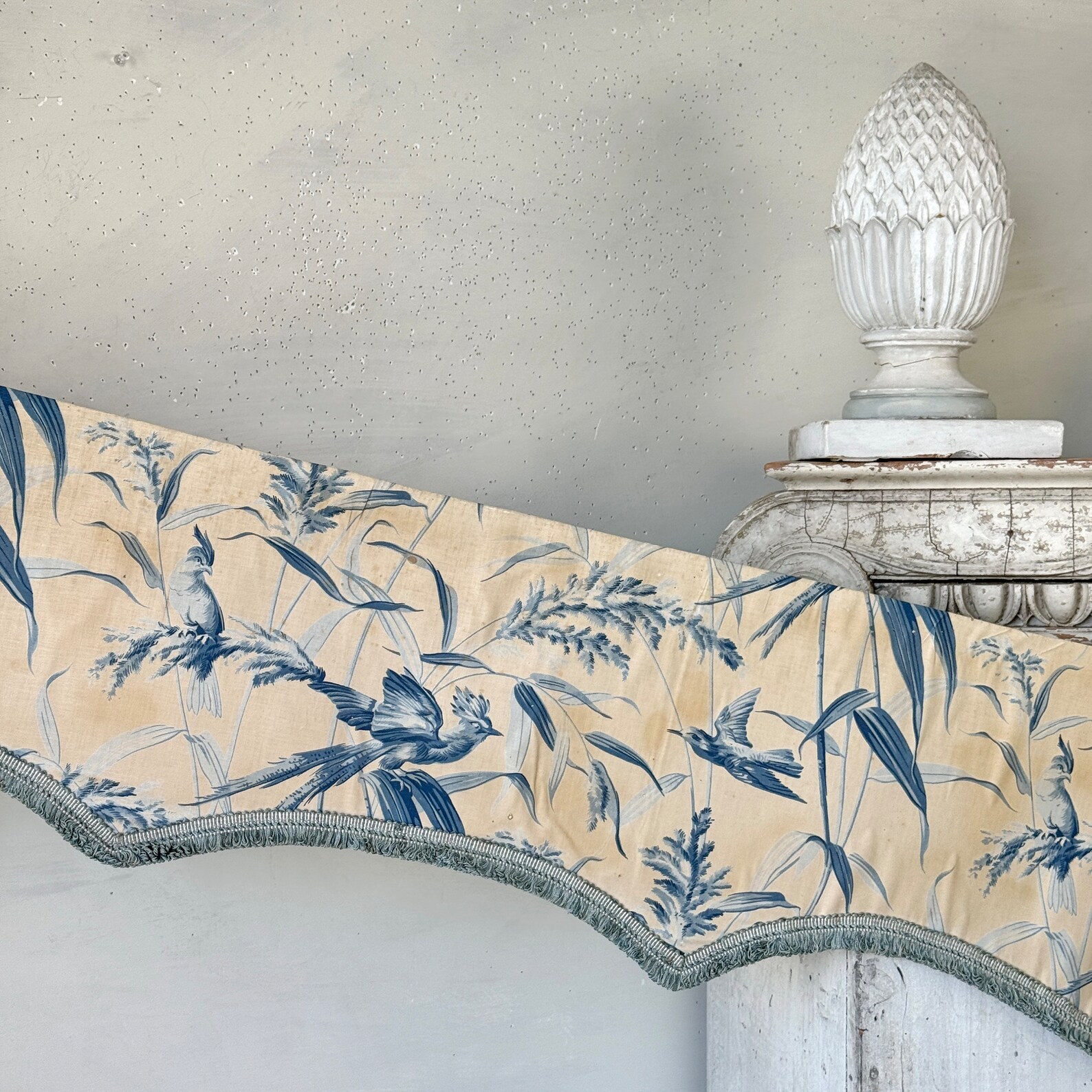 86x11 Blue Valance Curtain Pelmet 1870 Fabric Birds - Etsy