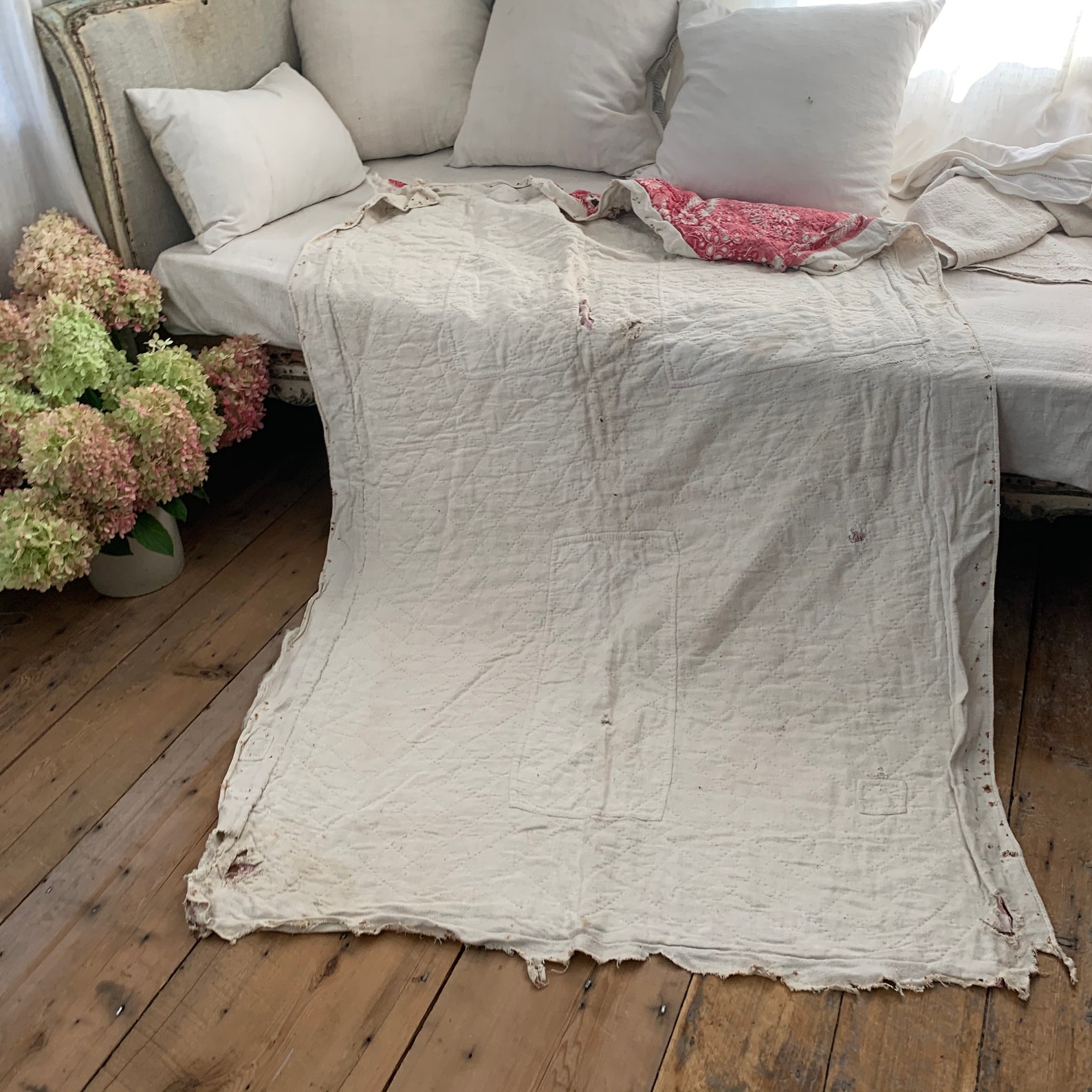 Antique French Toile Alsace Bedding Textile 1800 Pink Toile - Etsy