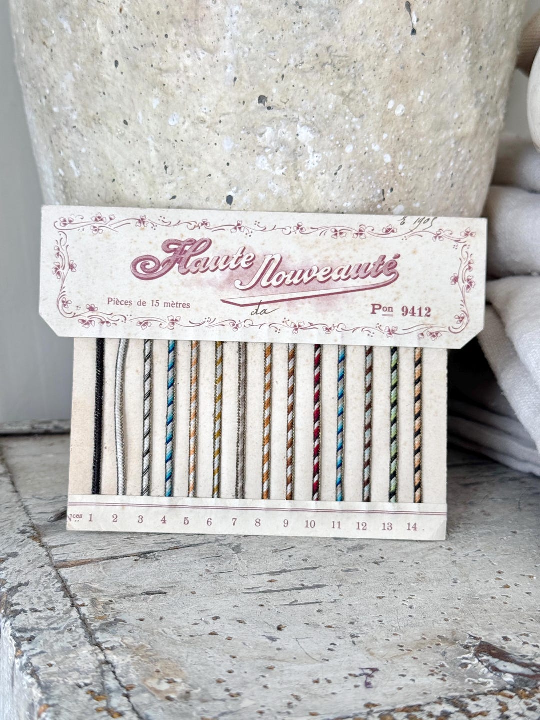 Antique CORD Silk French Sample Swatch Cards Passementerie Trim Black ...