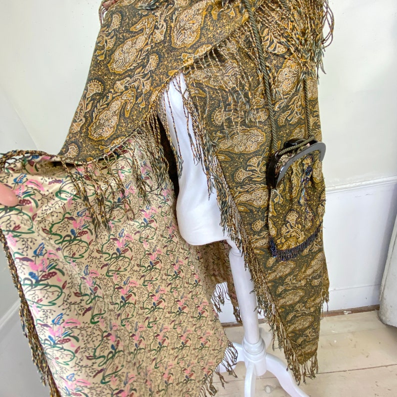 Vintage Cape and Bag Matching Set 1930s French Cloak Paisley Silk ...
