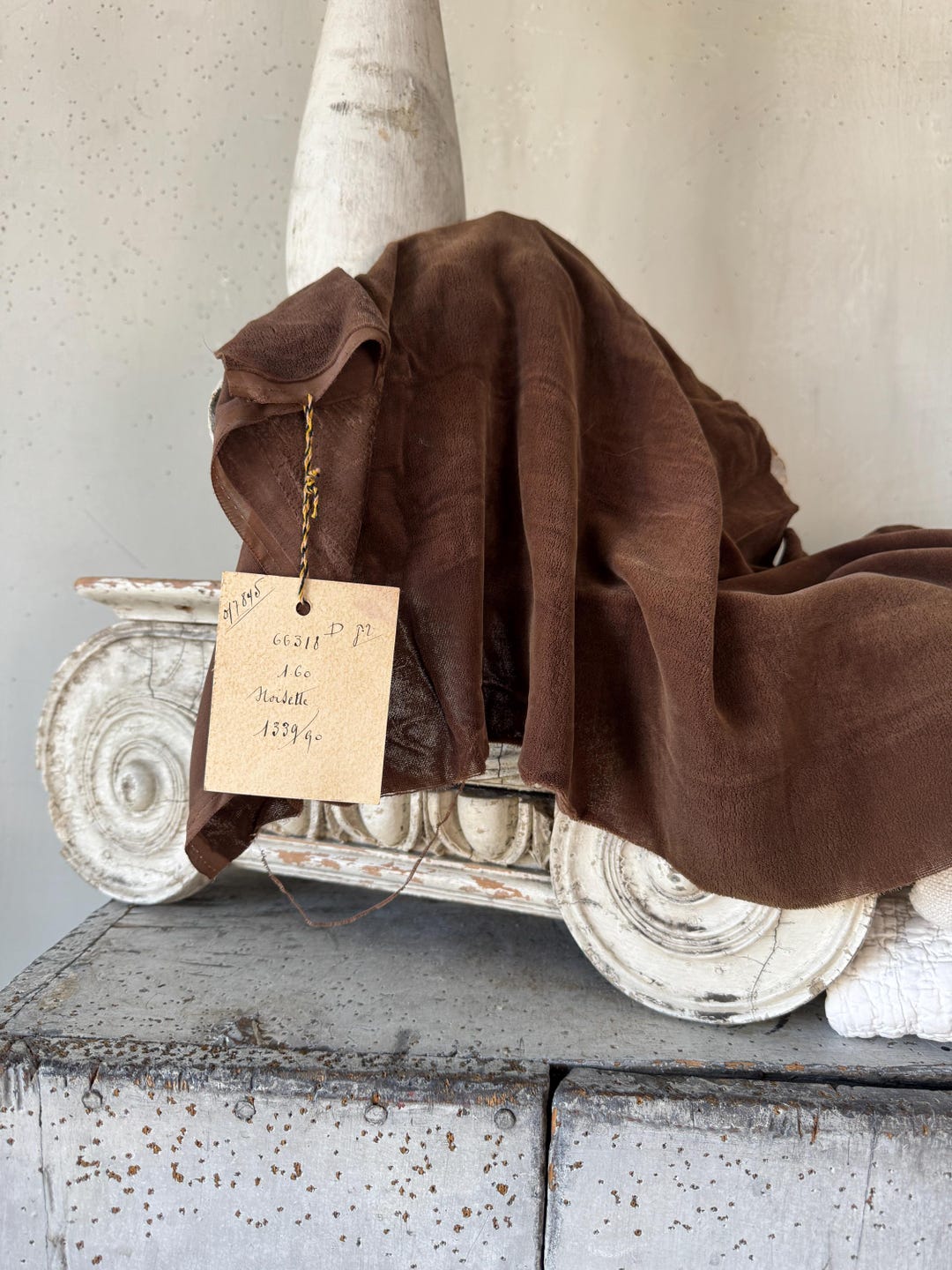 36x14 French Silk Velours Gaze Velvet C1920 Cinnamon Brown Lightweight ...