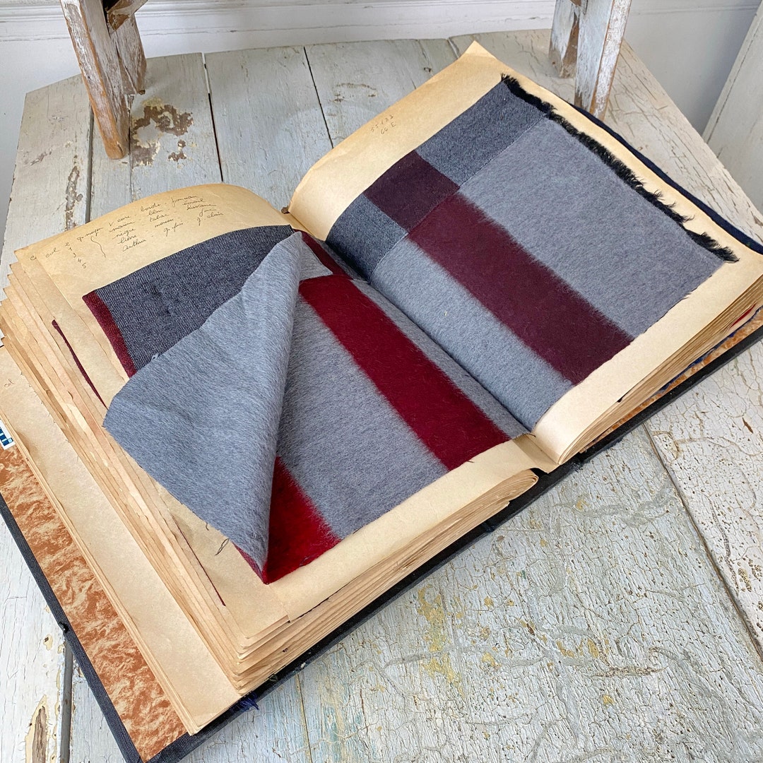 SCARF Pattern Sample Book Antique French Woven Fabric Document ...