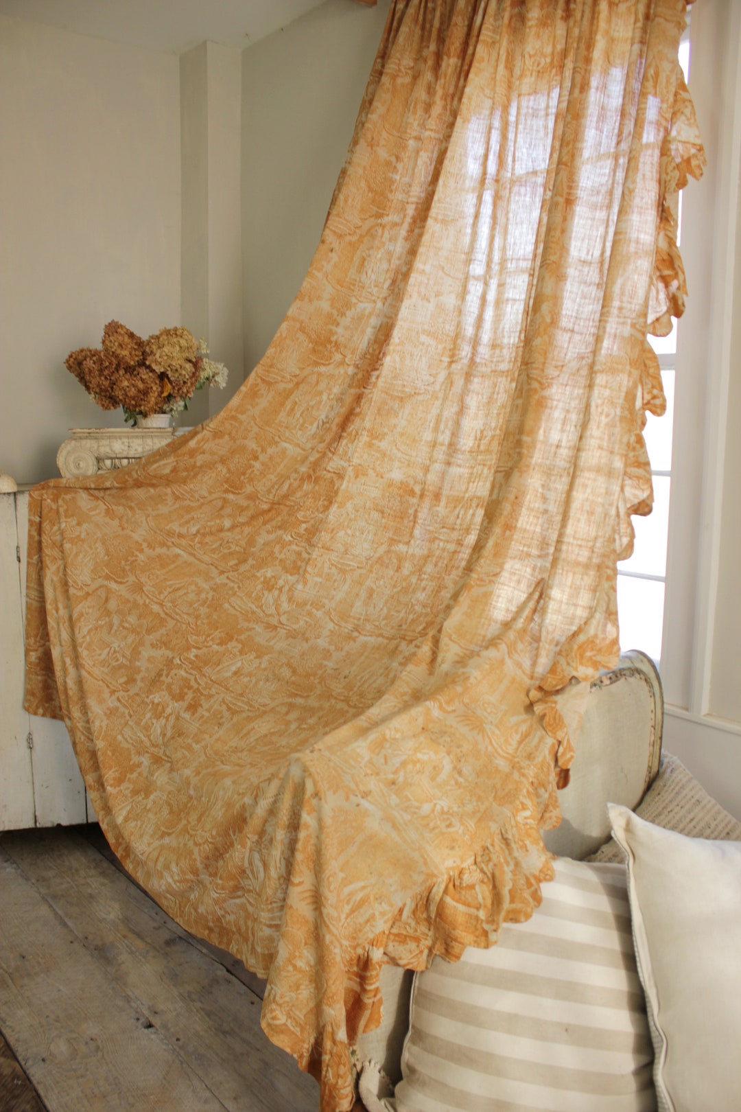 Caramel Toile De Jouy Historic Antique Curtain Fabric the Textile ...