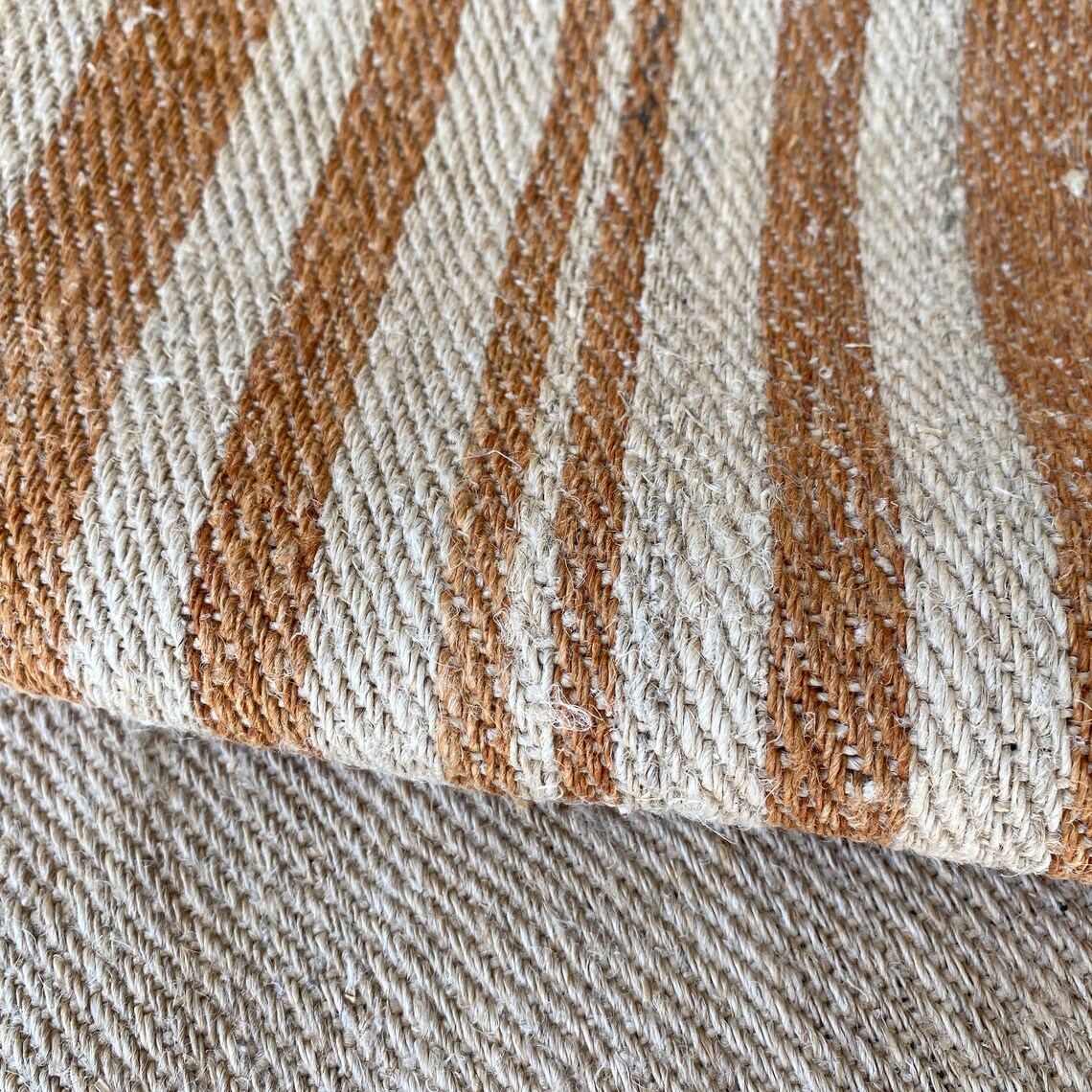 Caramel Stripe Antique Hemp Stair Table Runner by the Yard Onion Dyed ...