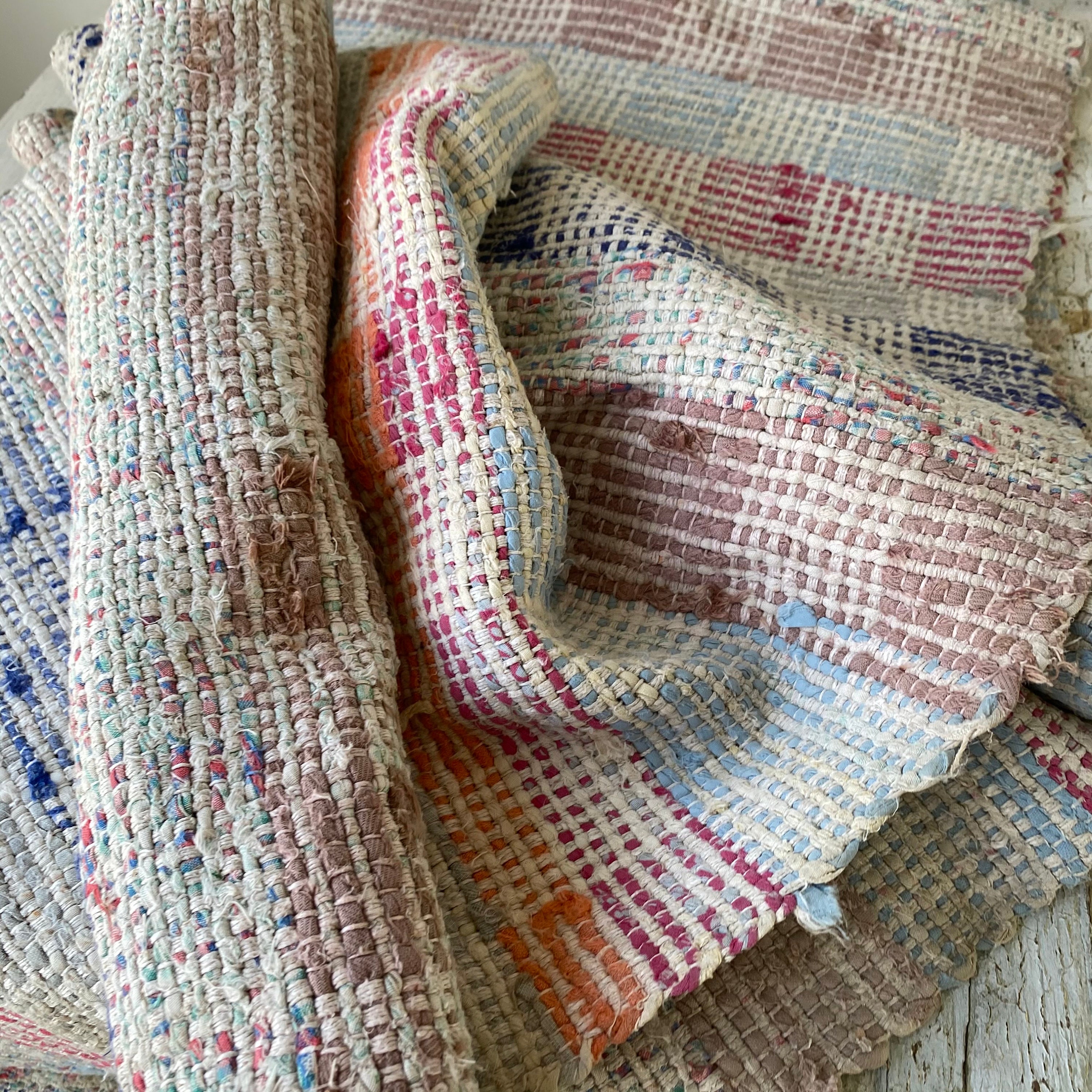 European Rag Rug hand woven vintage plaid striped runner | Etsy