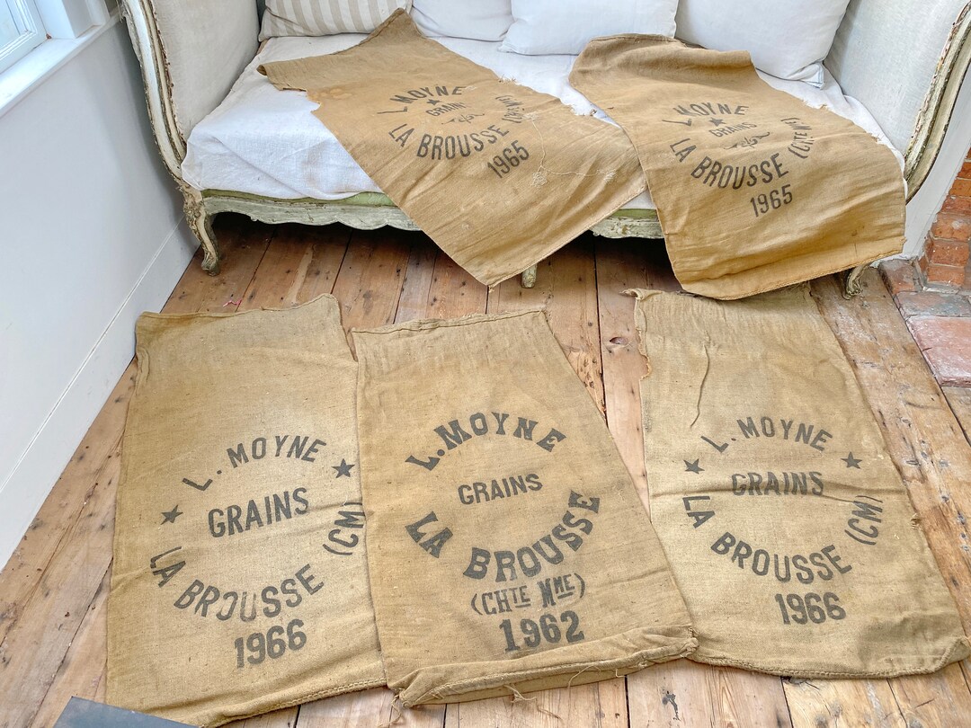5 French Vintage Hessian Jute 1960's Black Decal From France ...