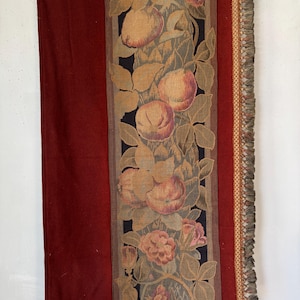 118x21 1900 Antique French Fruit Floral Tapestry Rust Tone Curtain ...