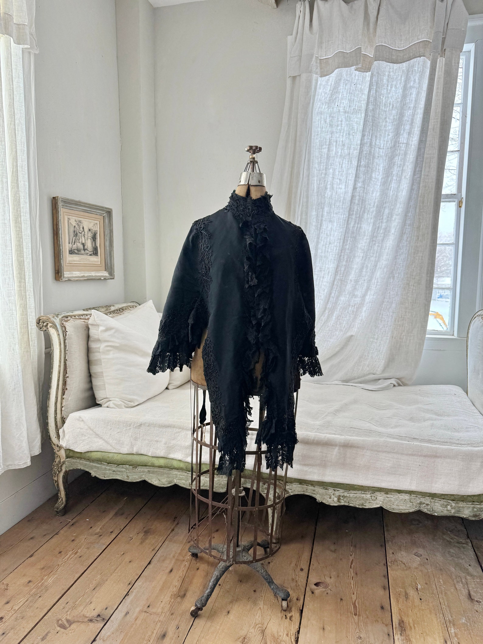 Victorian Cordwork Black Chantilly Lace Cord Work Bodice Blouse ...