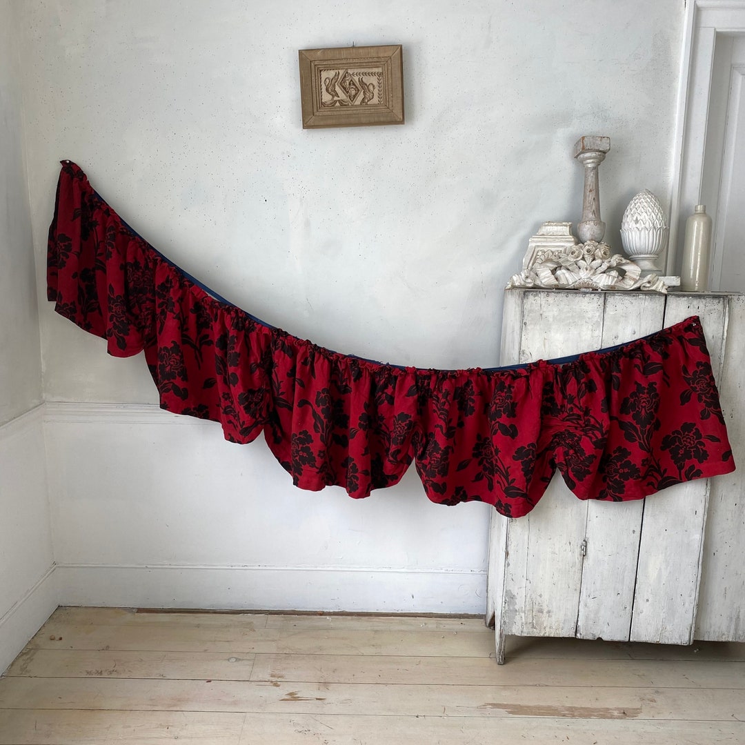 Antique Red + Black Victorian Valance C 1890 ~ Cretonne Fabricunique ...