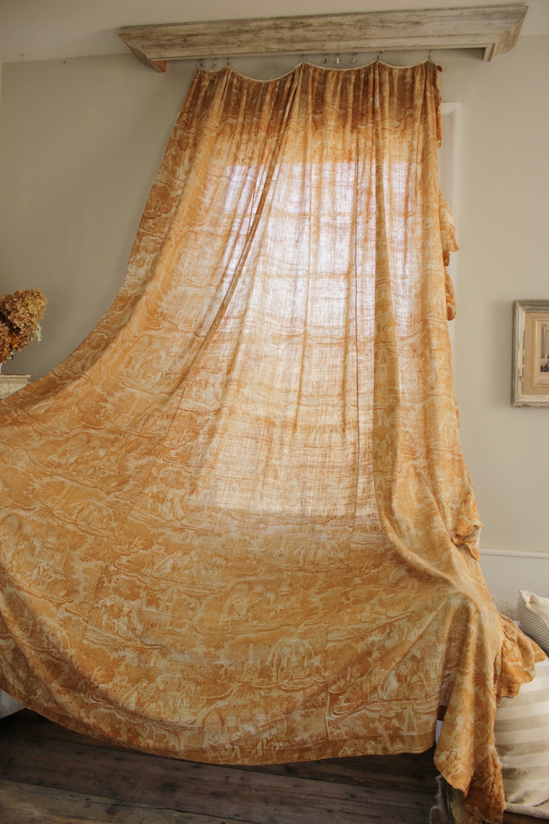 Caramel Toile De Jouy Historic Antique Curtain Fabric the - Etsy