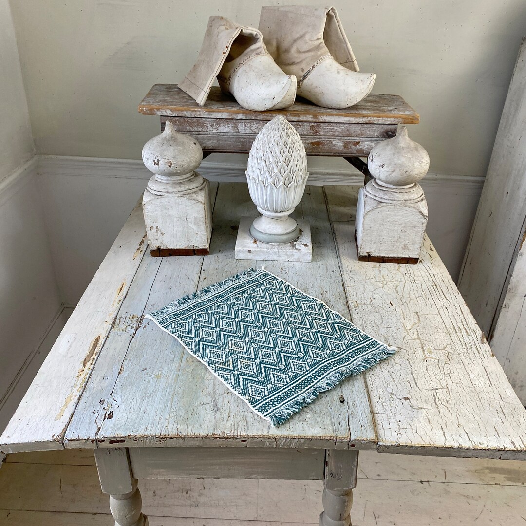 RARE Antique Overshot Linsey Woolsey SAMPLE European Hand Woven ...