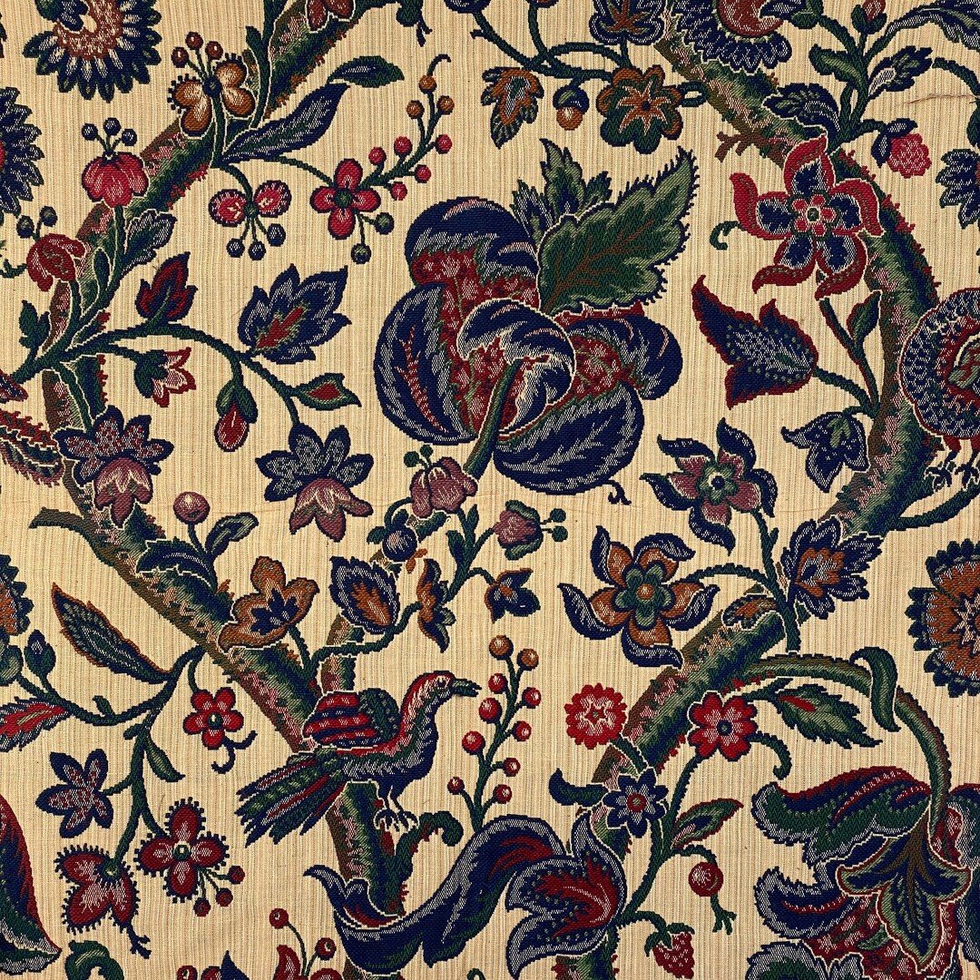 Antique Palampore Inspired Indienne 1926 French Jacquard Fabric Sample ...