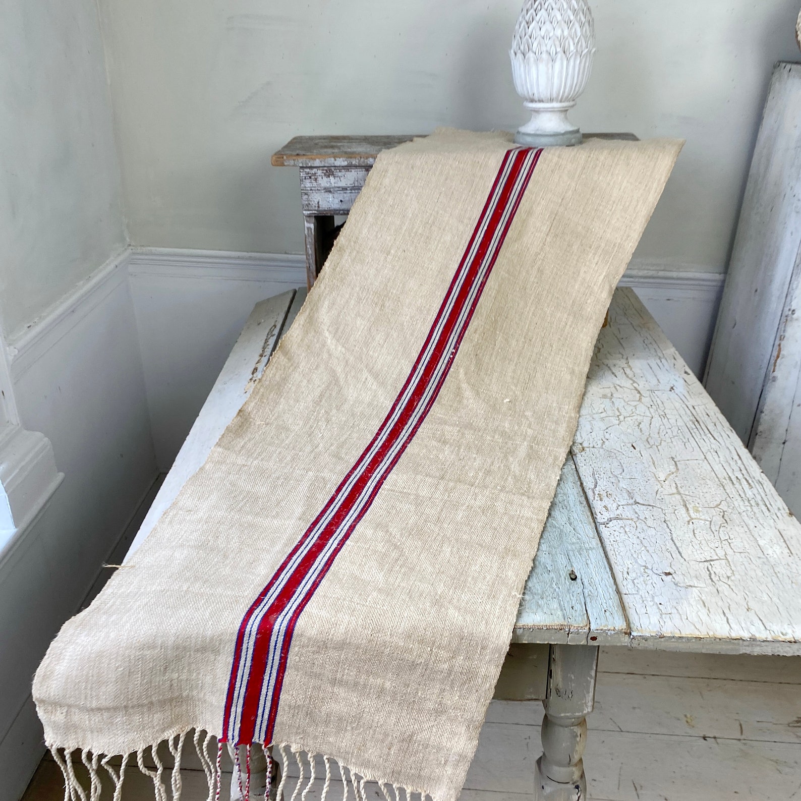 Country Cottage Farmhouse Christmas Organic Table Runner Hand Woven ...