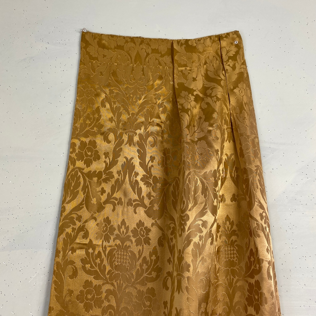 Vintage Curtain Golden Gold Sheen Valance C1920 Sateen Damask Sheen ...