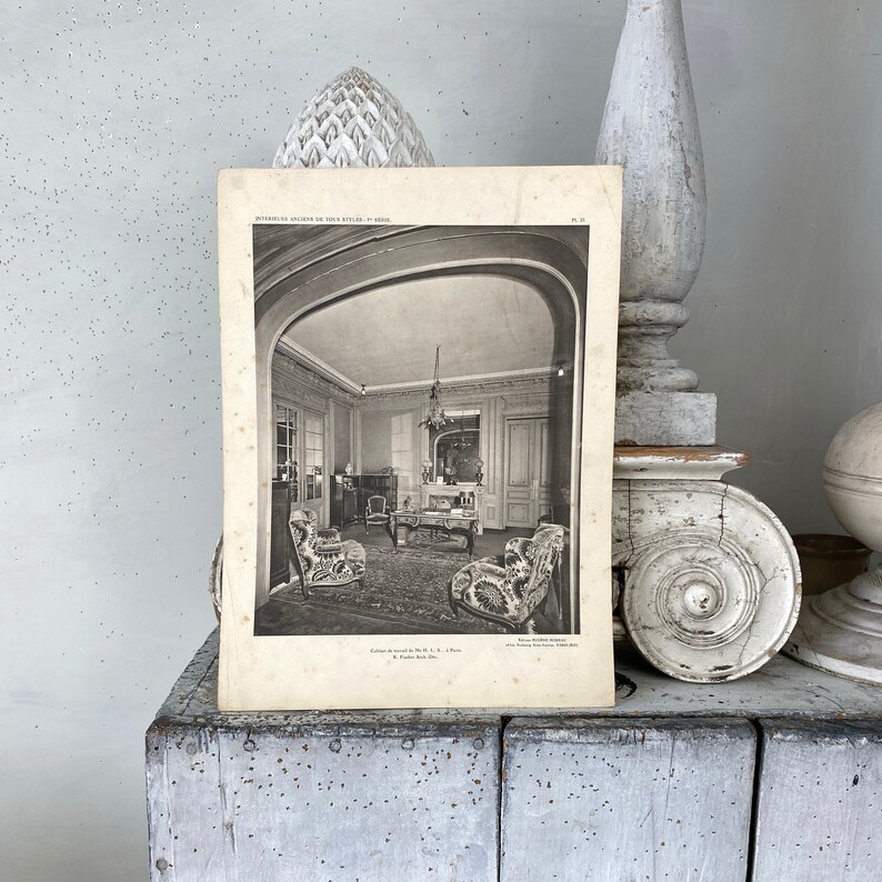 Antique French Interior Design Image for Framing 1930's 30's Thirties ...