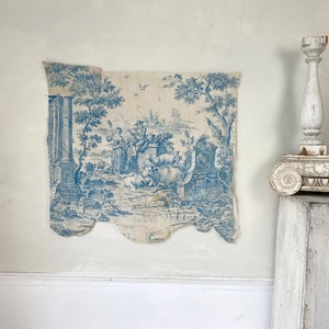 Antique English Toile Old Ford Pastoral peacock and Ruins Historic ...