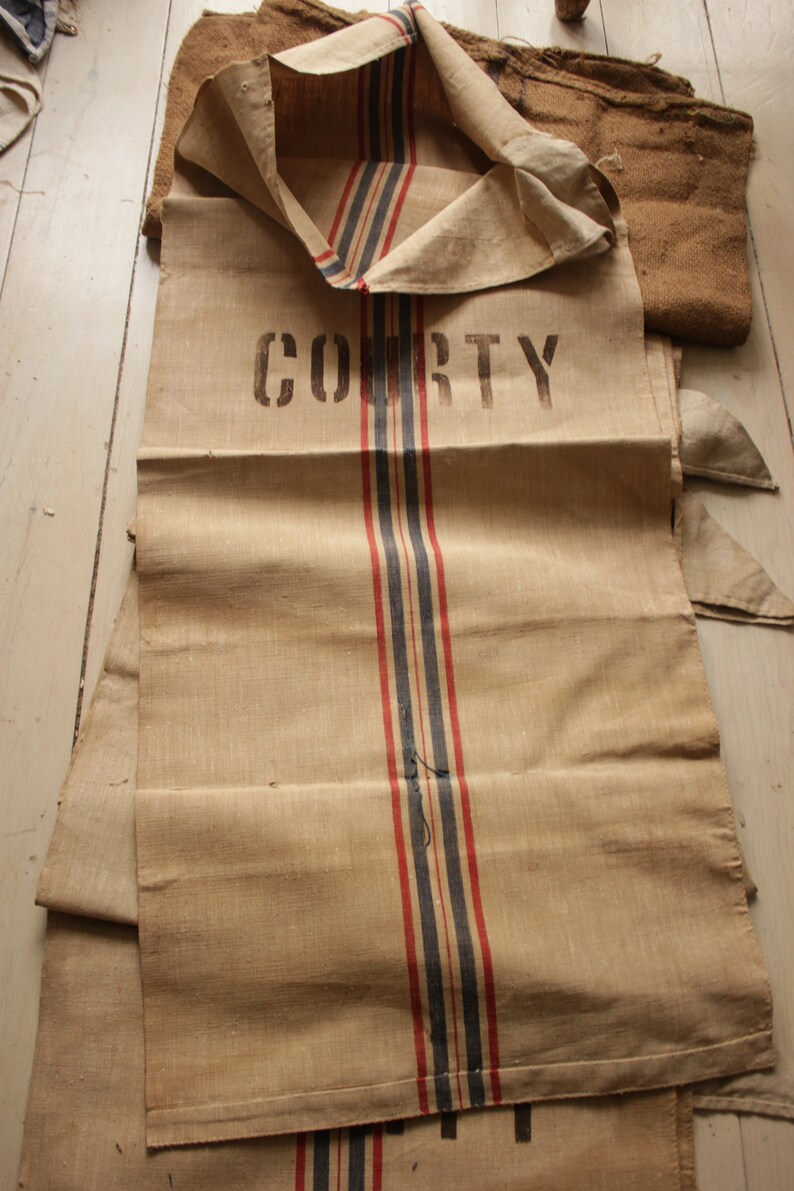 6 Striped Grain Sacks Fabric Antique European Project crafting | Etsy