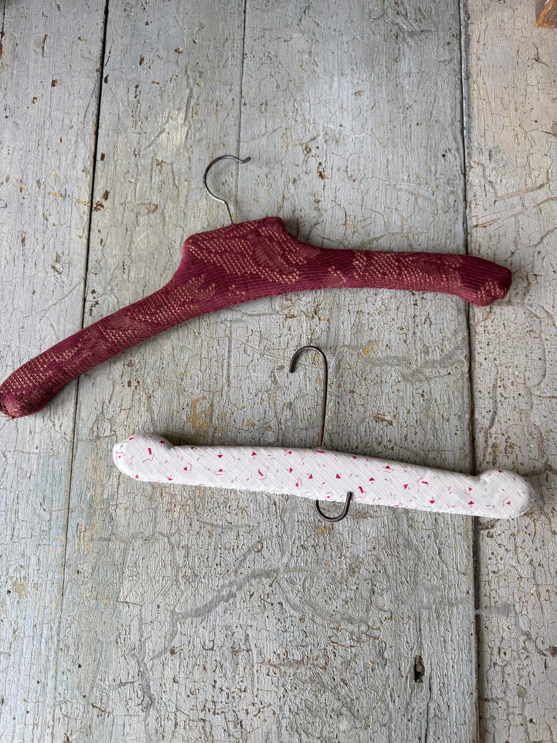 2 Vintage French Fabric Covered Hangers Country Cottage Vintage ...