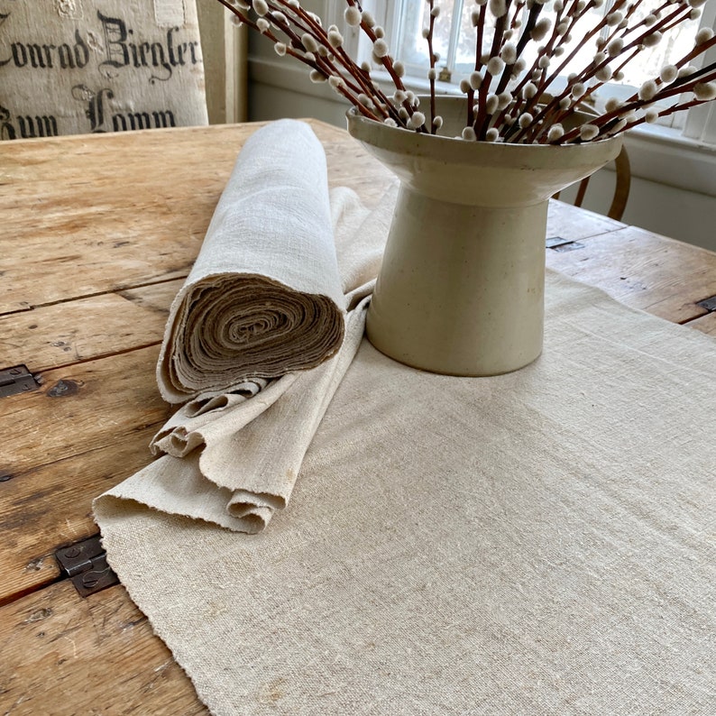 Per Yard Vintage Farmhouse Table Runner Antique Plain Linen - Etsy