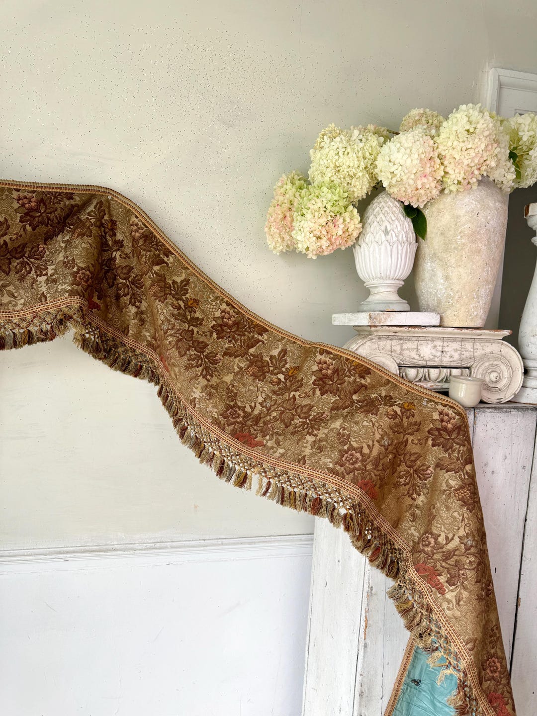 C1900 Antique Four 4 Poster Bed Valance Ruffle Americana Chintz Floral ...