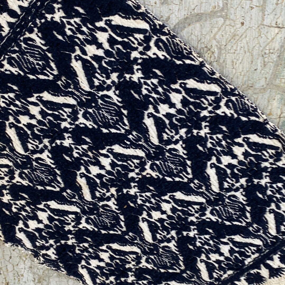 RARE Antique Overshot Linsey Woolsey SAMPLE European Hand Woven ...