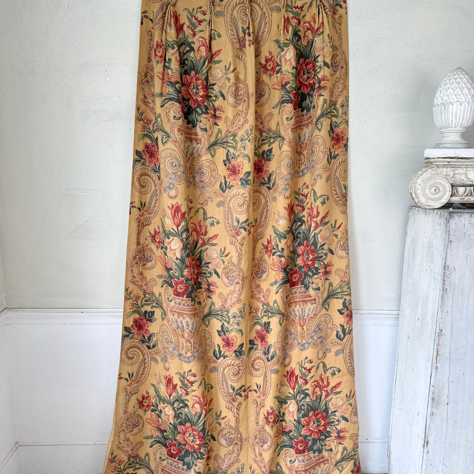 80x48 PER ONE (5 Available) Muted Tones Curtains Printed Linen Natural ...