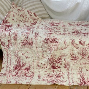 54x61 Toile De Jouy Small Quilt Provencal Boutis 1870 Hand Quilted ...
