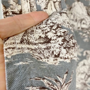 94 X 53 Gray Grey Toile De Jouy Vintage Curtain Drape Heavy Cotton ...