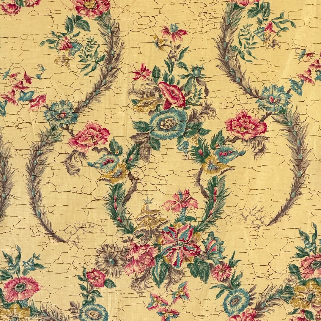 Craquelure Pattern !!! 40x50 ( Multiple Lengths ) Yellow Chintz Unused ...