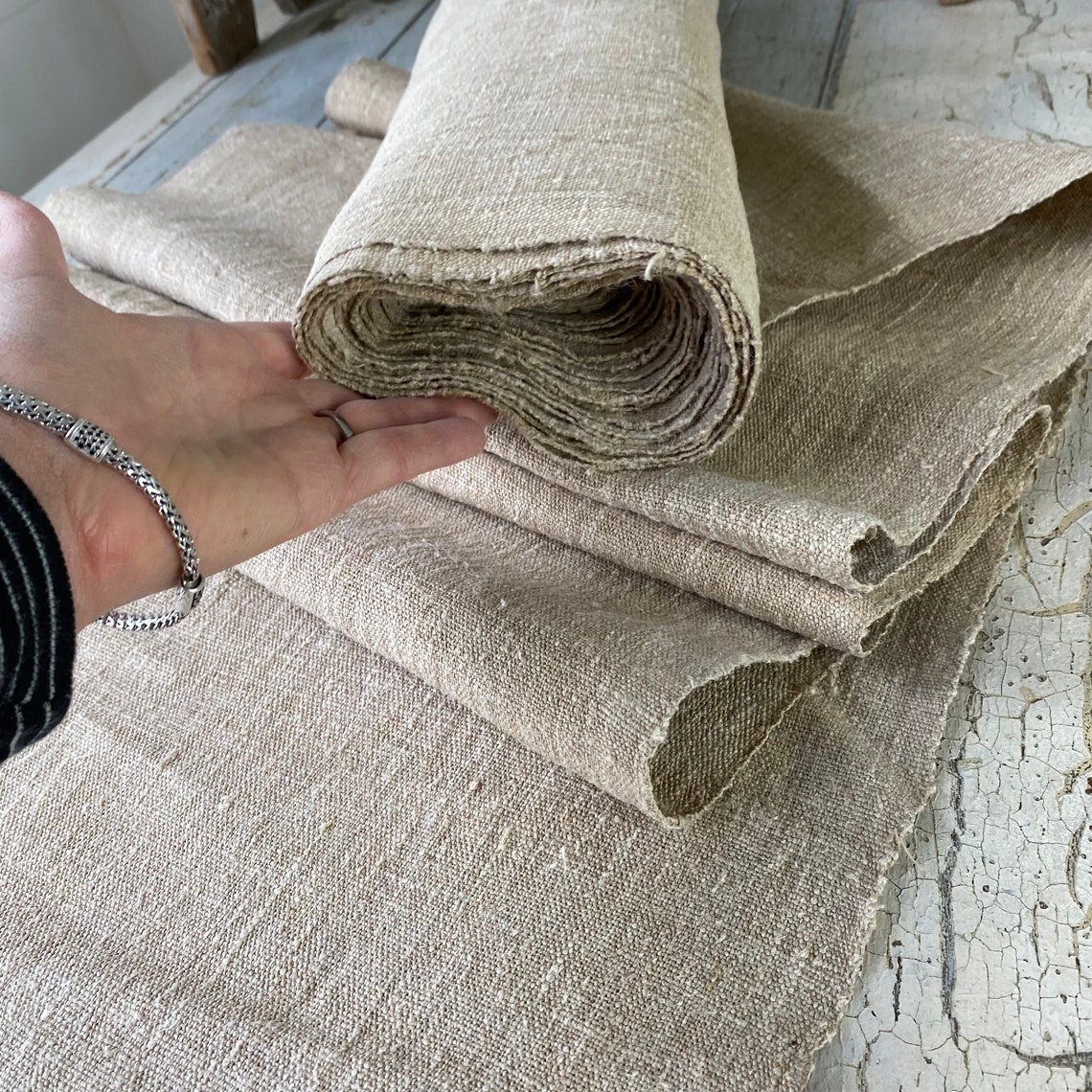 PER 1 YARD Organic HEMP Rough Rustic Coarse Antique Textile C1850 or ...