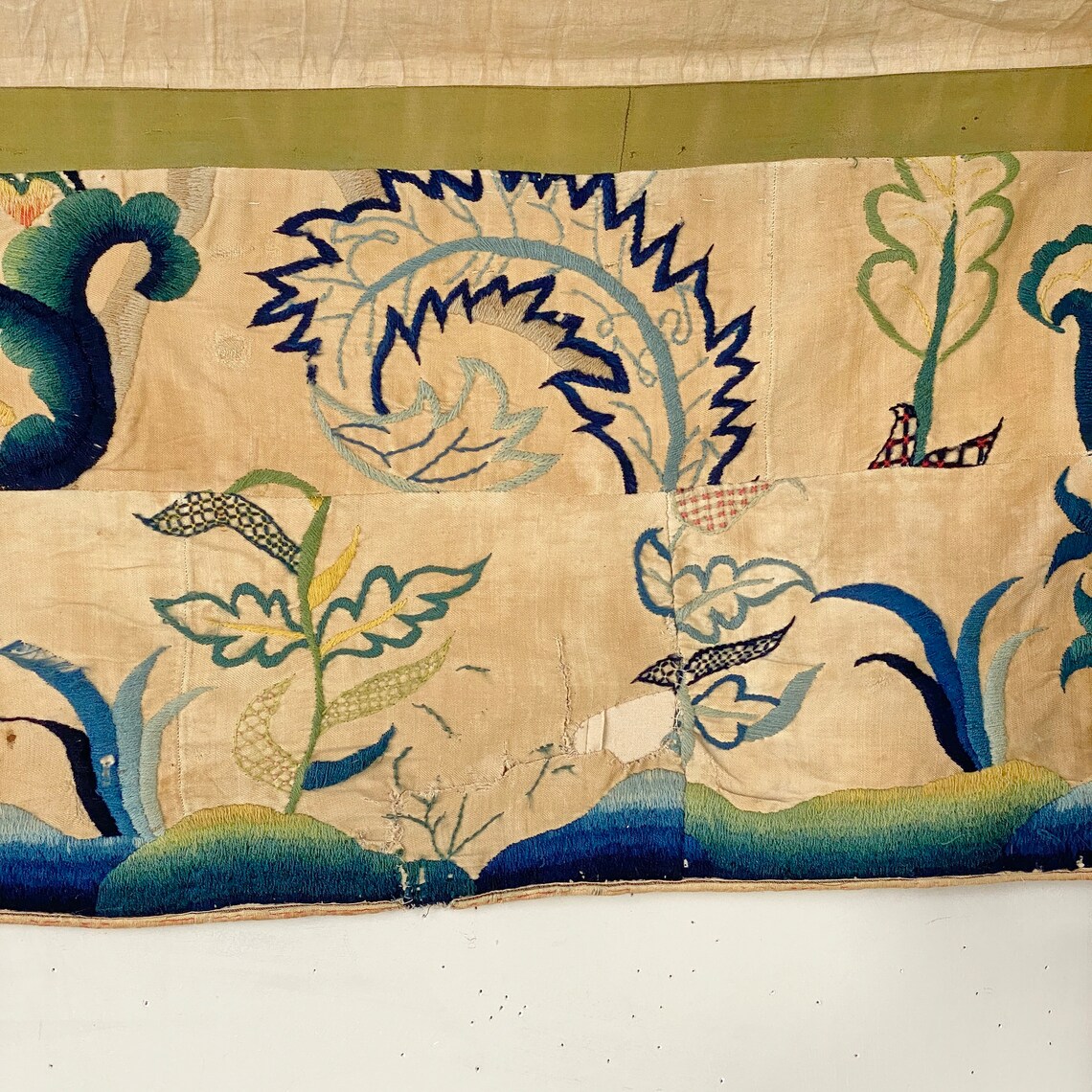 English Crewelwork Antique 18th Century 17th ? Embroidery Embroidered ...