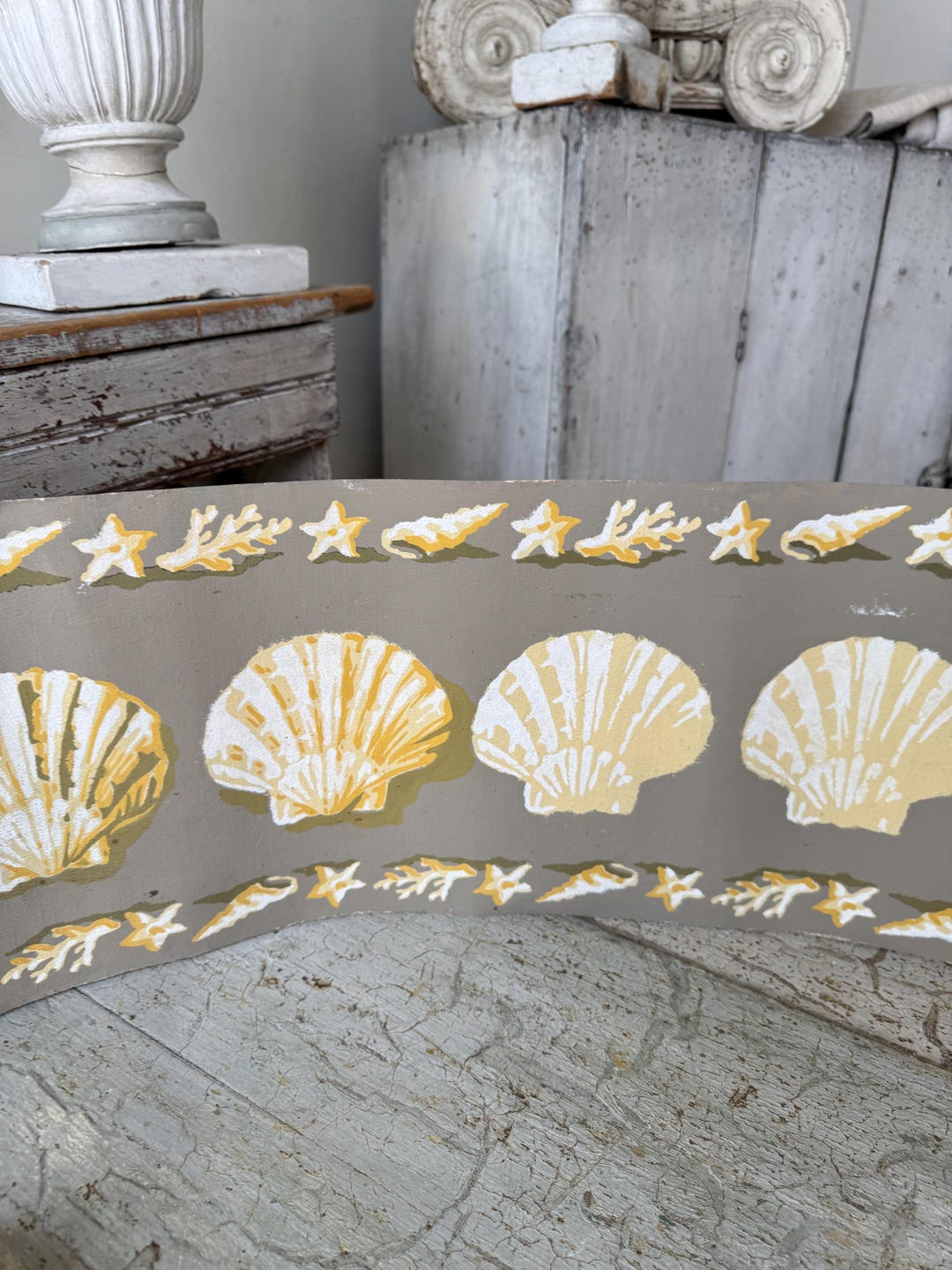 C 1900 Wallpaper Border Antique Coastal Seashell Starfish Handmade ...