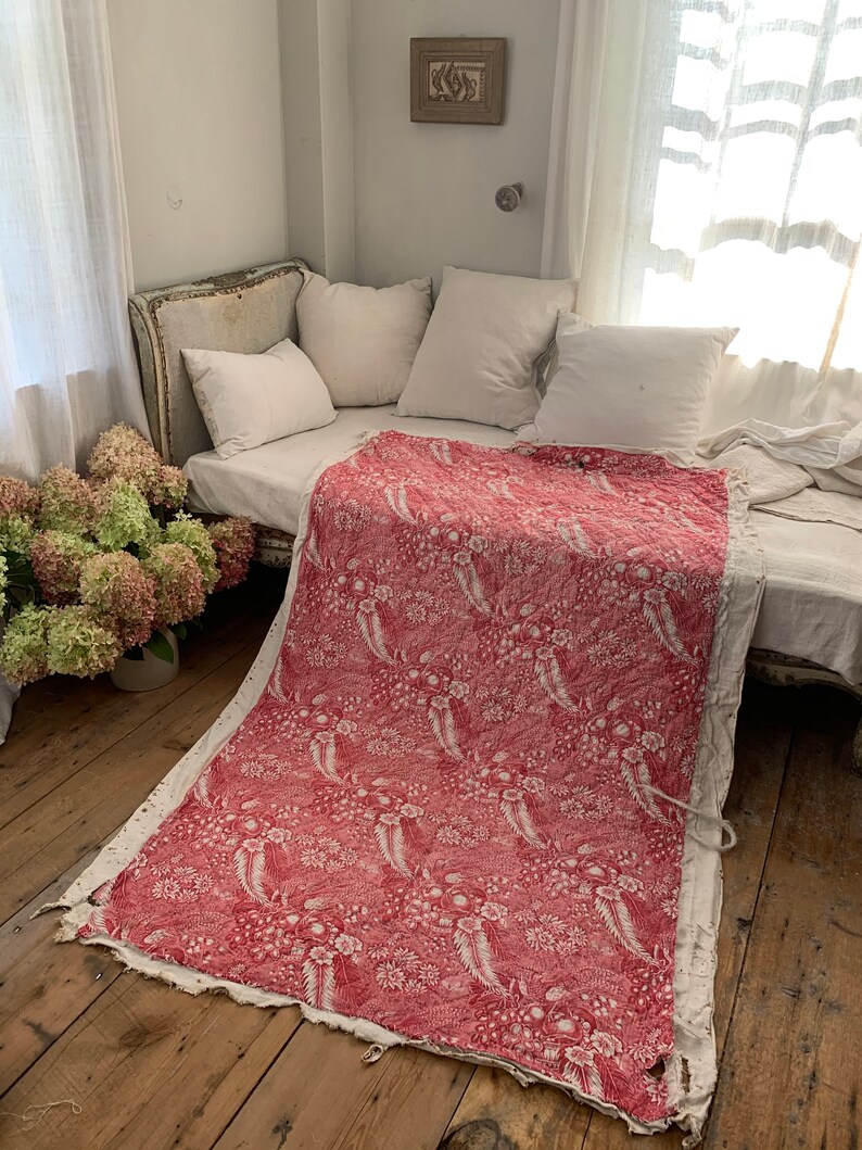 Antique French Toile Alsace Bedding Textile 1800 Pink Toile - Etsy