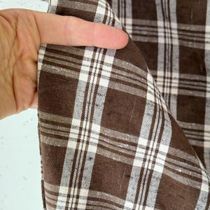 53x38 RARE Brown French Plaid Cloth Fabric Heavy Weight C 1930's Cotton ...