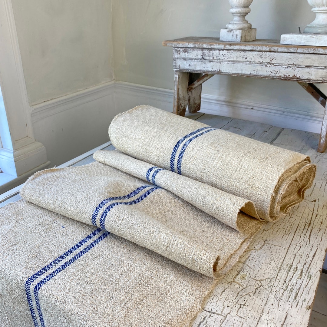 Organic Stair Runner Heavy Hemp Grain Sack Fabric by the Yard Blue ...