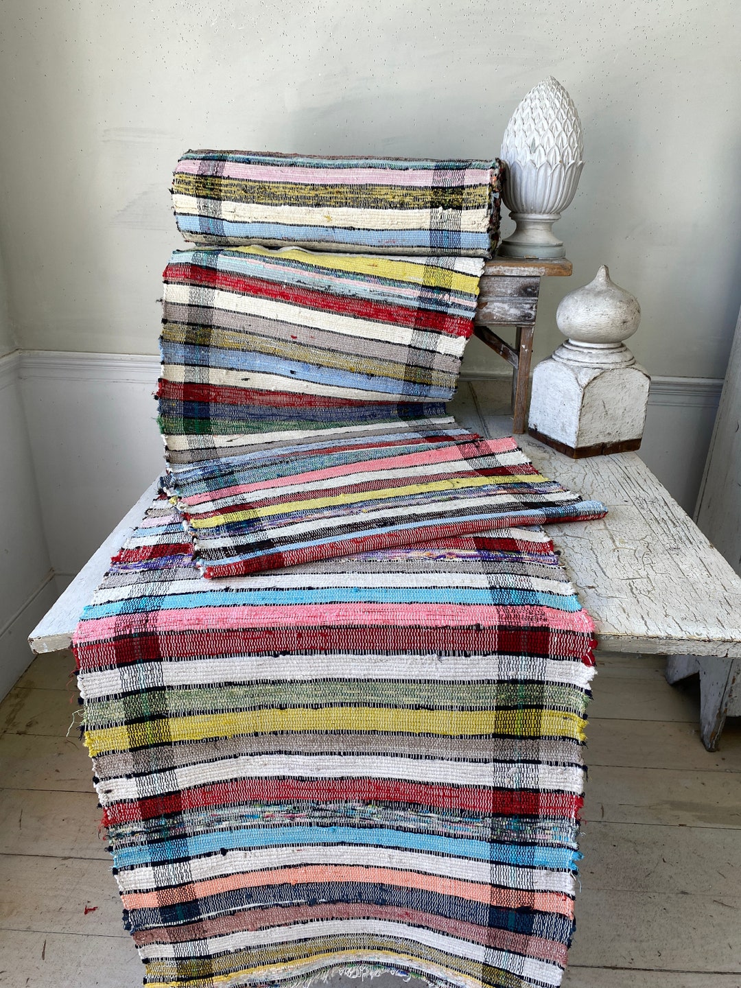 10 Yard Bolt European Rag Rug 21 Inches Wide Striped Colorful Stair or ...