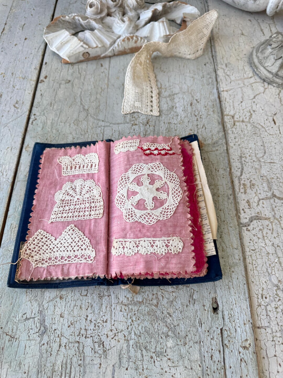 8x4.5 Antique French Lace Sample Album 19th Century Handmade Lace ...