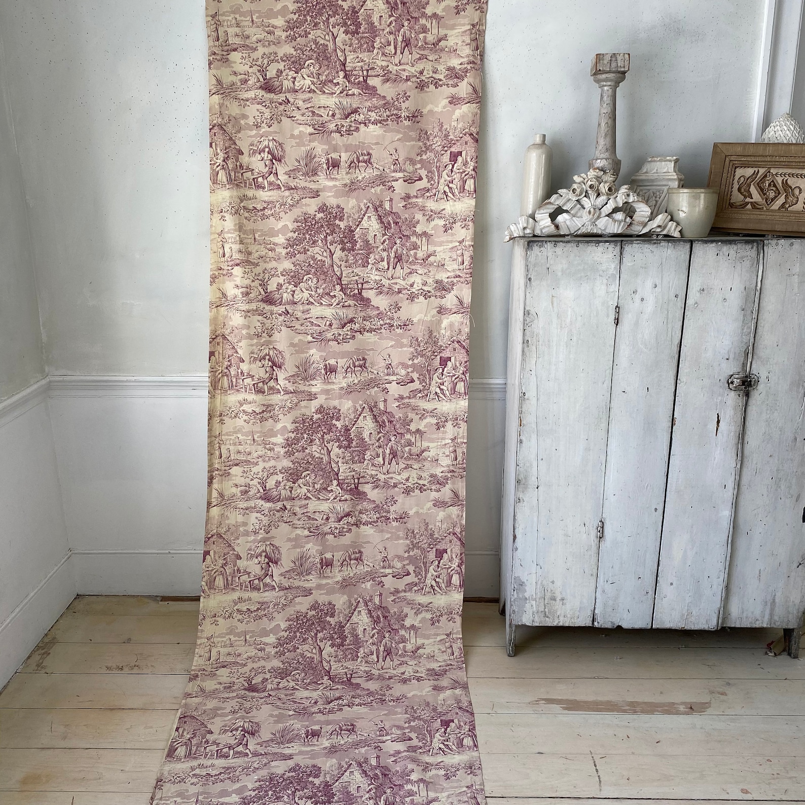 Vintage French Purple Toile De Jouy Fabric Cotton Material - Etsy