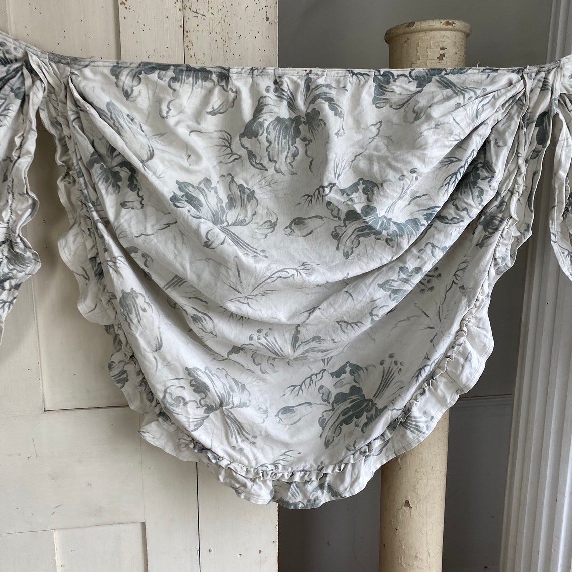Festoon Valance Pelmet Antique GRAY / GREEN French Fabric C - Etsy