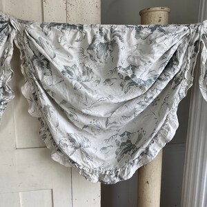 Festoon Valance Pelmet Antique GRAY / GREEN French Fabric C 1900 ...