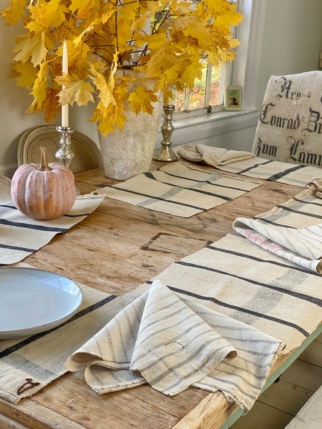 Set of Six Vintage Wool Hand Woven Placemats Upcycled Reusable Recycled ...